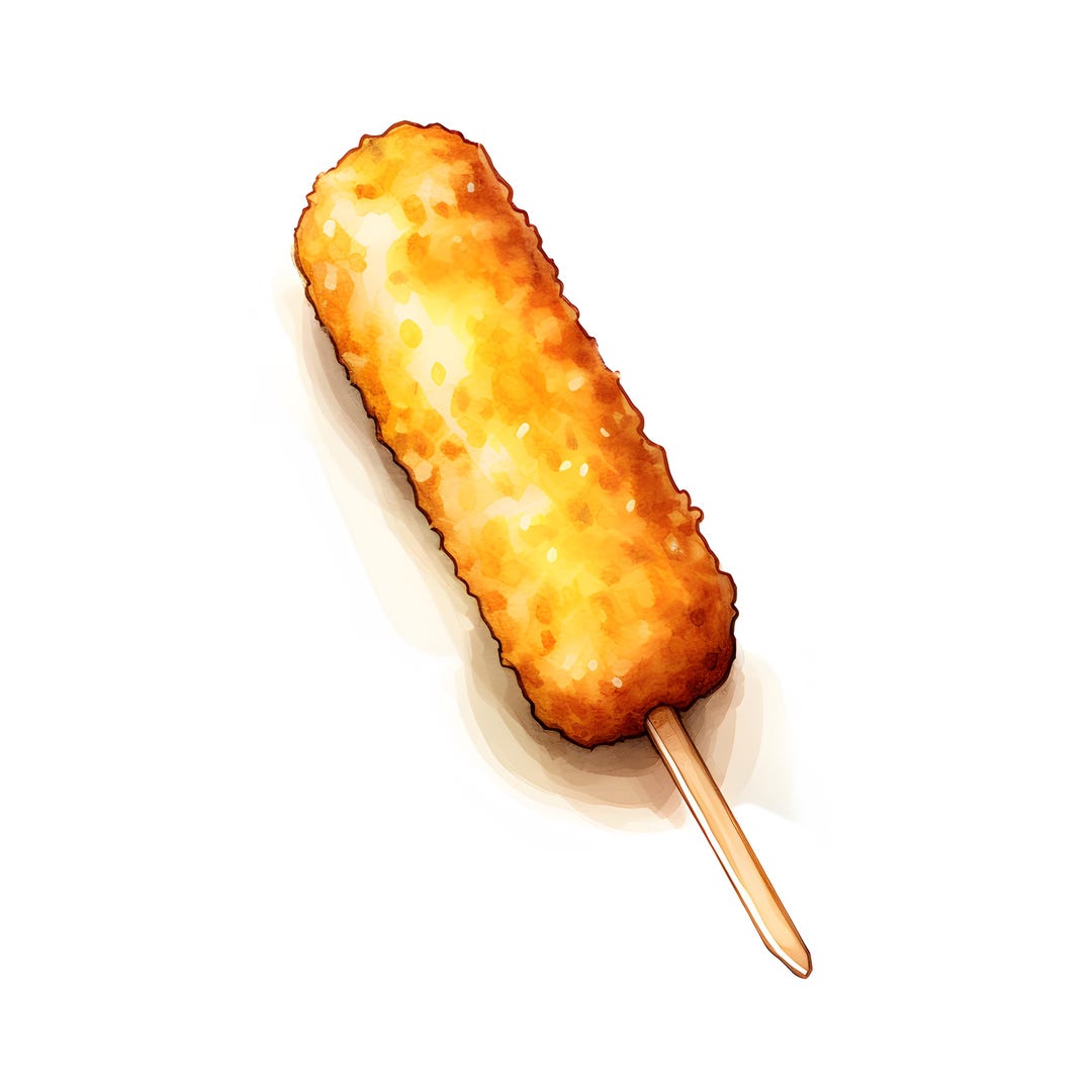 Corn Dog Clipart, Corndogs Images, 10 Watercolor Clip Art, Printable ...