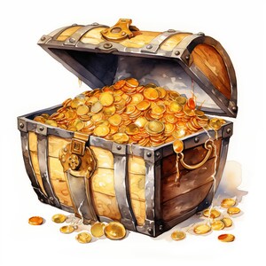 Treasure Chest Clipart, Pirate Treasure Images, 10 Watercolor Clip Art ...