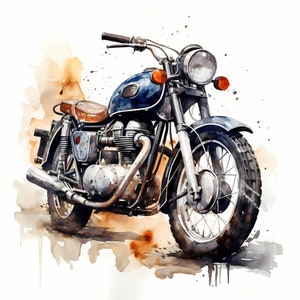 Motobike Clipart, Motorcycle Images, 10 Watercolor Clip Art, Printable ...