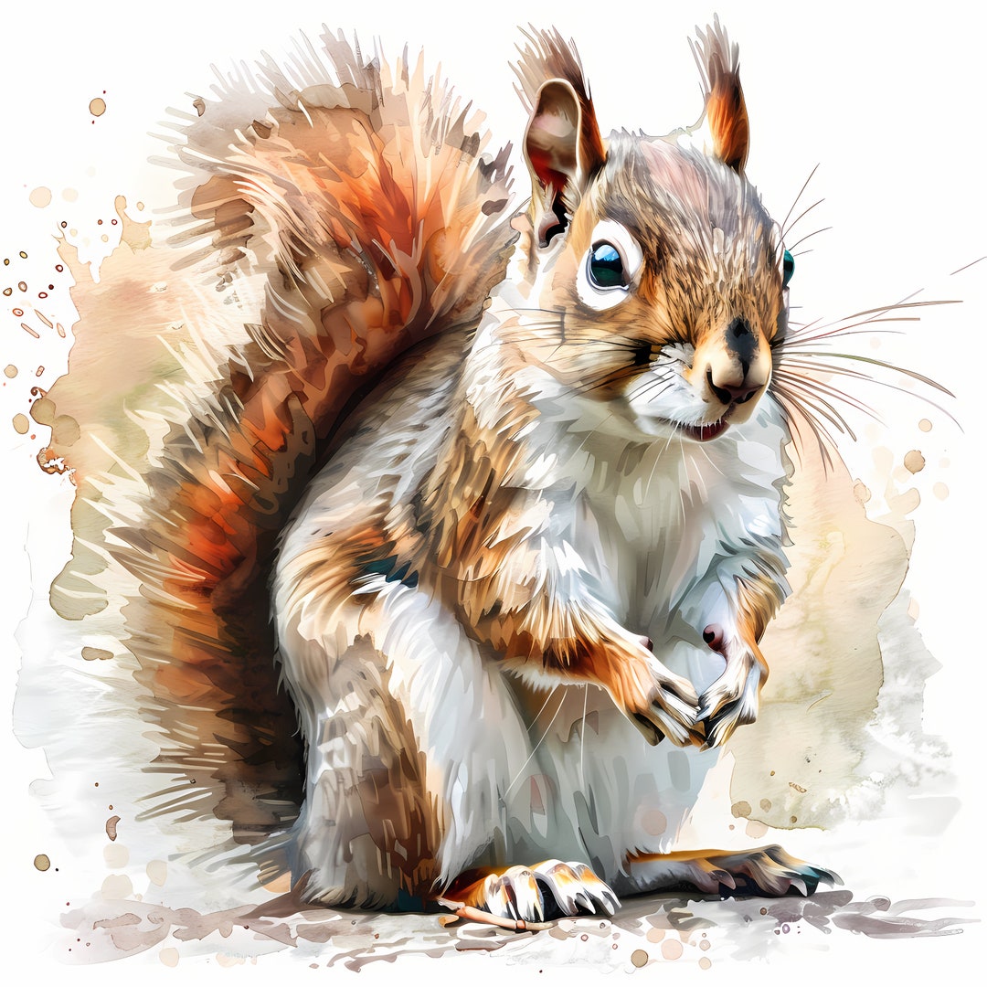Watercolor Squirrel Clipart: Printable Conifer Forest Animal Images ...