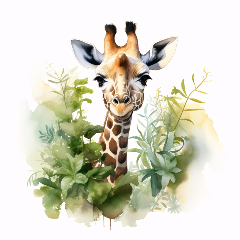 Giraffe Clipart, Safari Animal Images, 10 Watercolor Clip Art ...