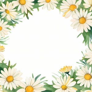 Daisy Frame Clipart, Daisy Flower Border Images, 10 Watercolor Clip Art ...