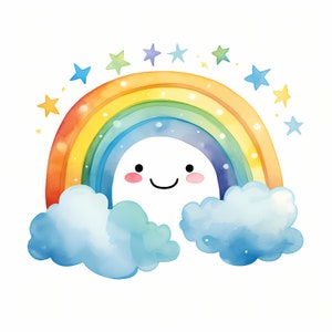Rainbow Clipart, Smiling Rainbows Images, 10 Watercolor Clip Art ...