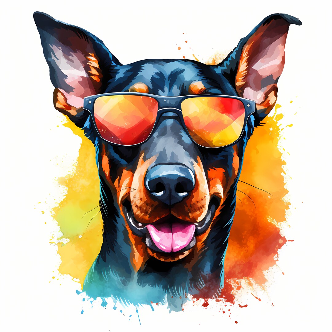Doberman Pinscher Clipart, Cool Dog, Doberman Images, 10 Watercolor ...