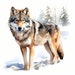 Winter Wolf Clipart, Wolves in Winter Images, 10 Watercolor Clip Art ...
