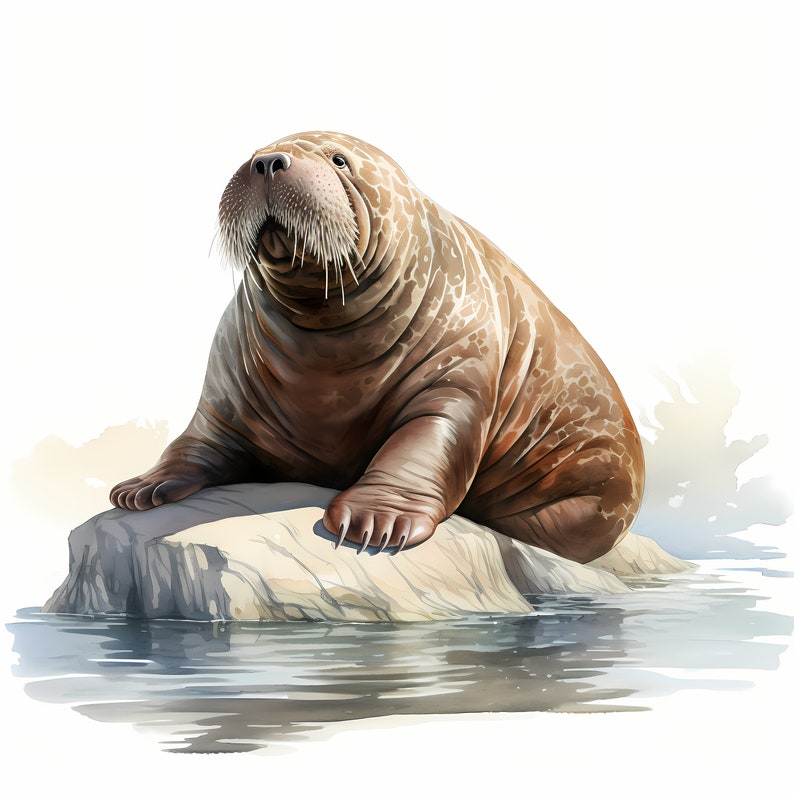 Walrus Clipart, Arctic Walrus Images, 10 Watercolor Clip Art, Printable ...