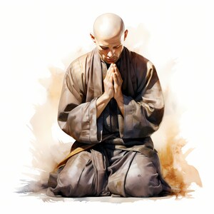 Monk Praying Clipart, Priest Praying Images, 10 Watercolor Clip Art ...
