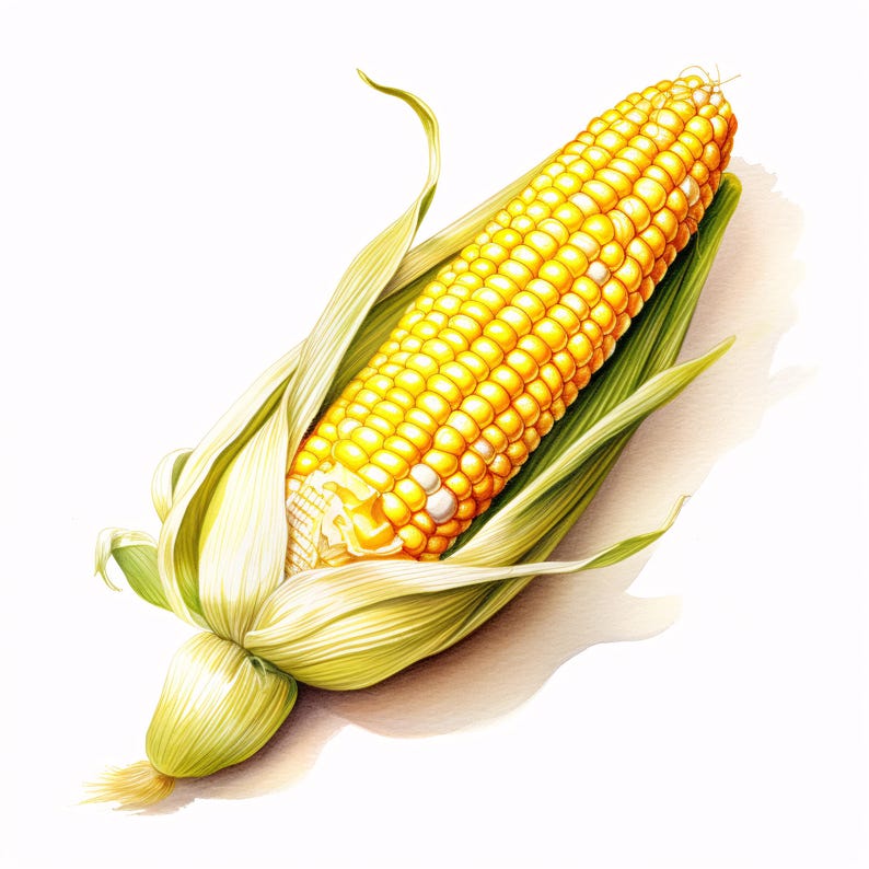 Corn Cob Clipart, Yellow Maize Images, 10 Watercolor Clip Art ...