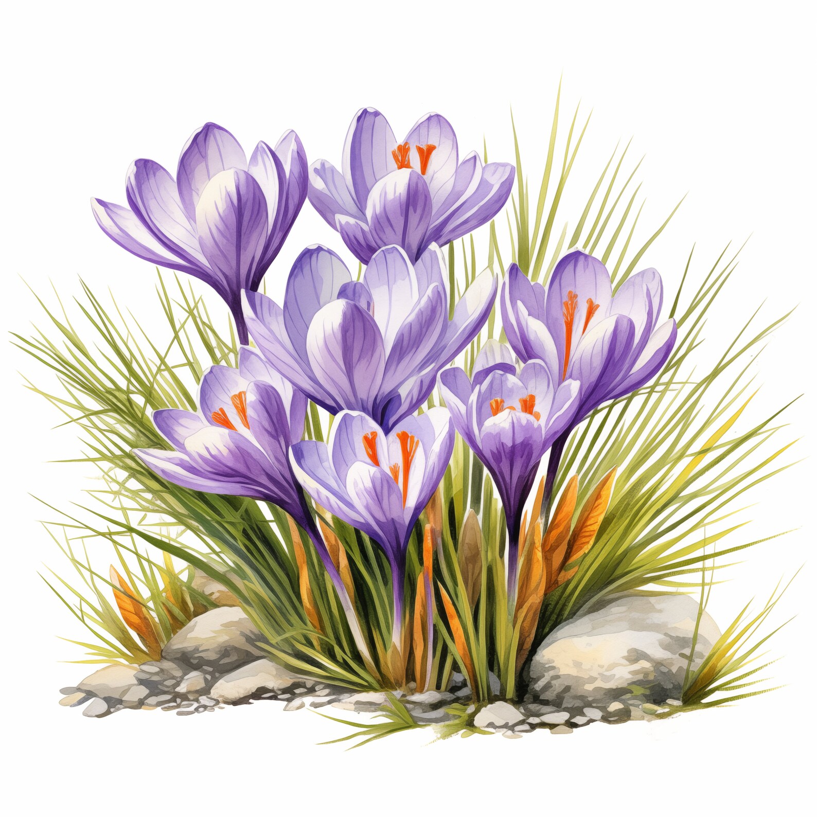 Crocus Clipart, Crocus Flowers Images, 10 Watercolor Clip Art ...