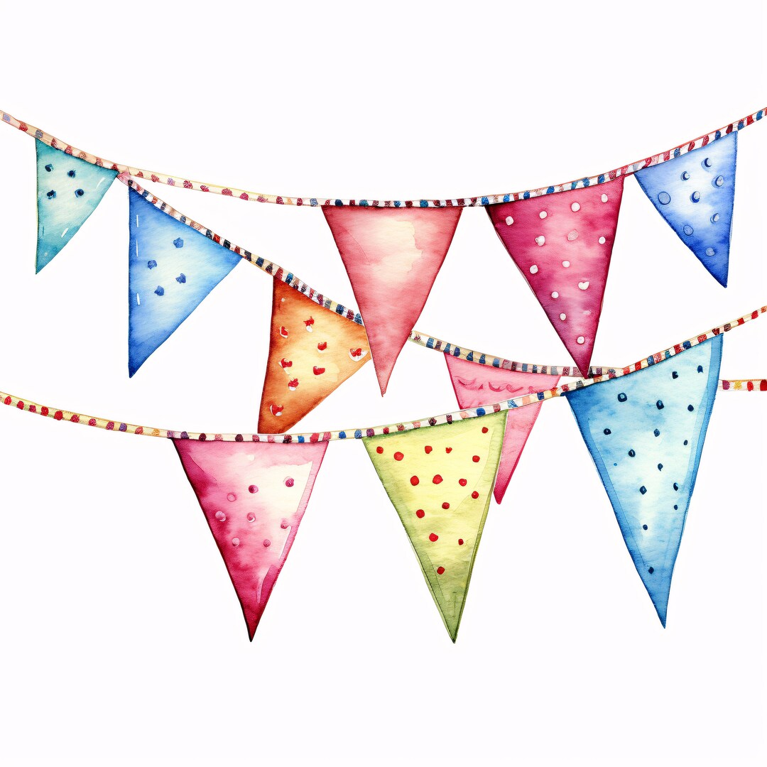 Watercolor Bunting Clipart: Party Flags, Garland (printable Jpgs) - Etsy