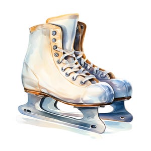 Watercolor Ice Skates Clipart: Figure Skating Images (jpgs, Commercial ...