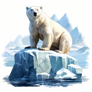 Polar Bear Clipart, Bear on Iceberg Images, 10 Watercolor Clip Art ...