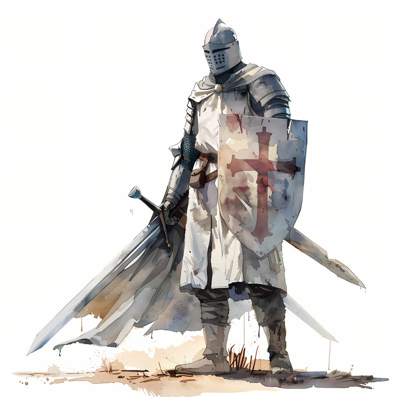 Watercolor Knight Clipart: Medieval Warrior Images (jpgs, Commercial ...