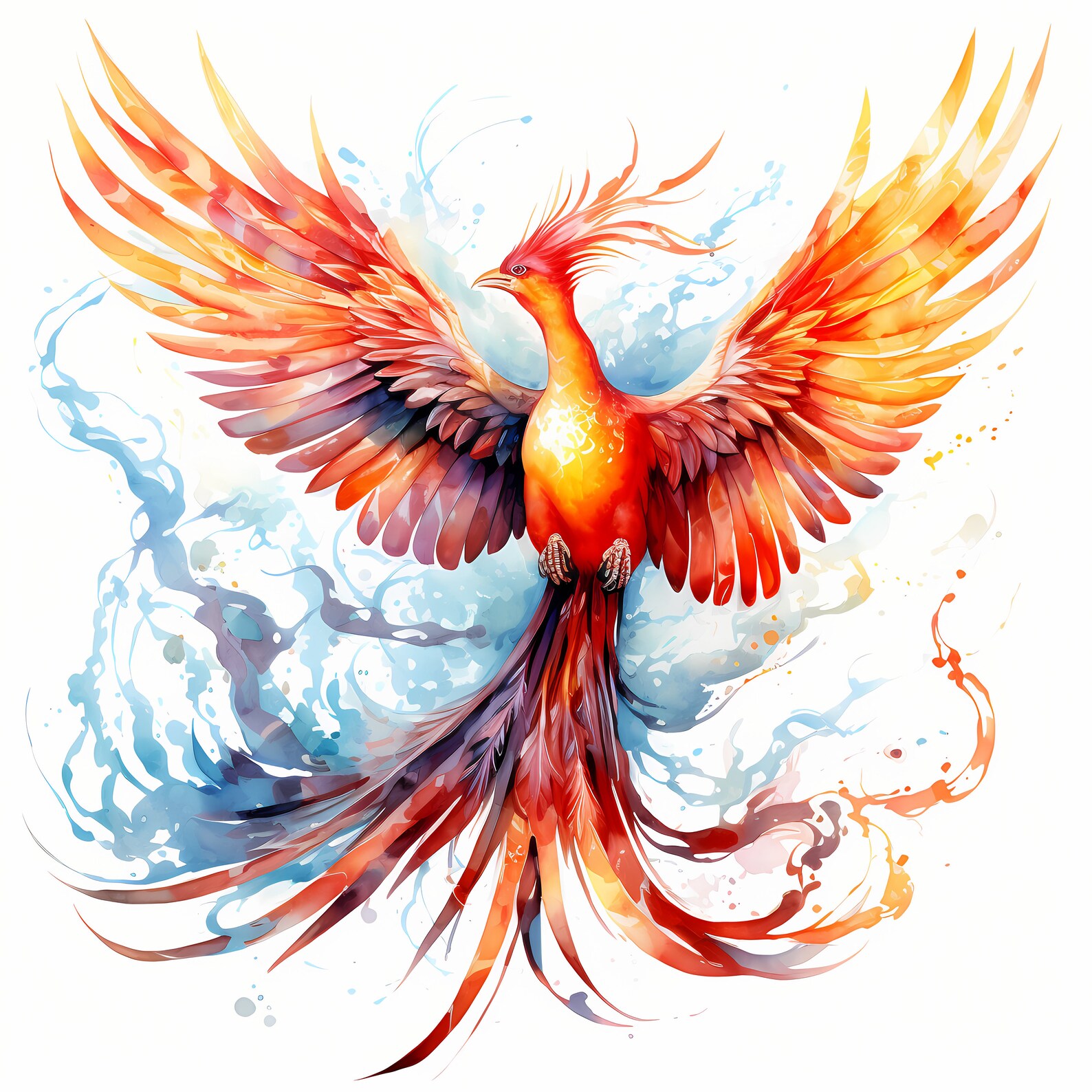 Phoenix Clipart, Fairytale Fire Bird Images, 10 Watercolor Clip Art ...