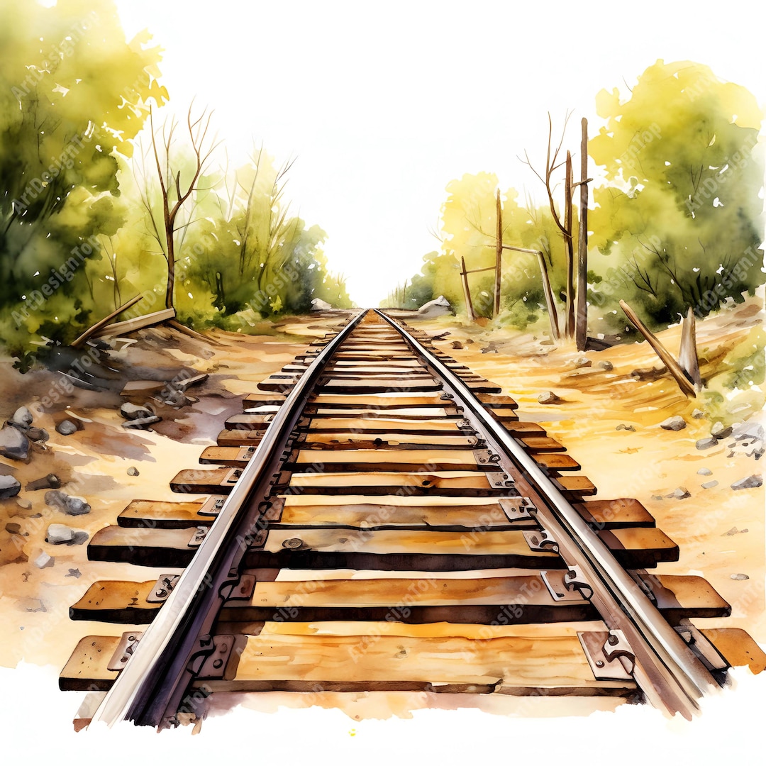 Railroad Tracks Clipart, Railroad Images, 10 Watercolor Clip Art ...