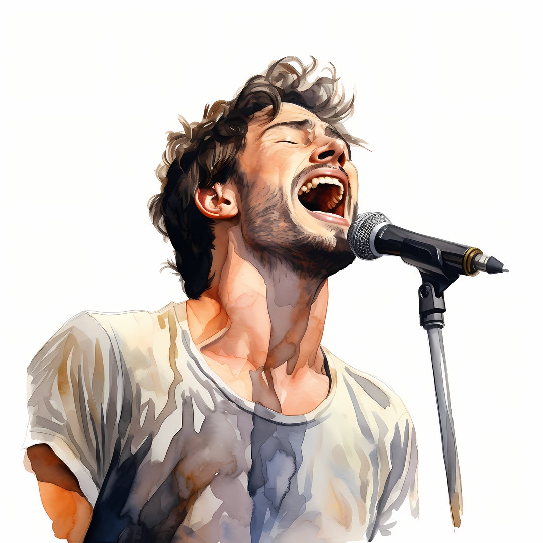 Man Singing Clipart, Man With Microphone Images, 10 Watercolor Clip Art ...