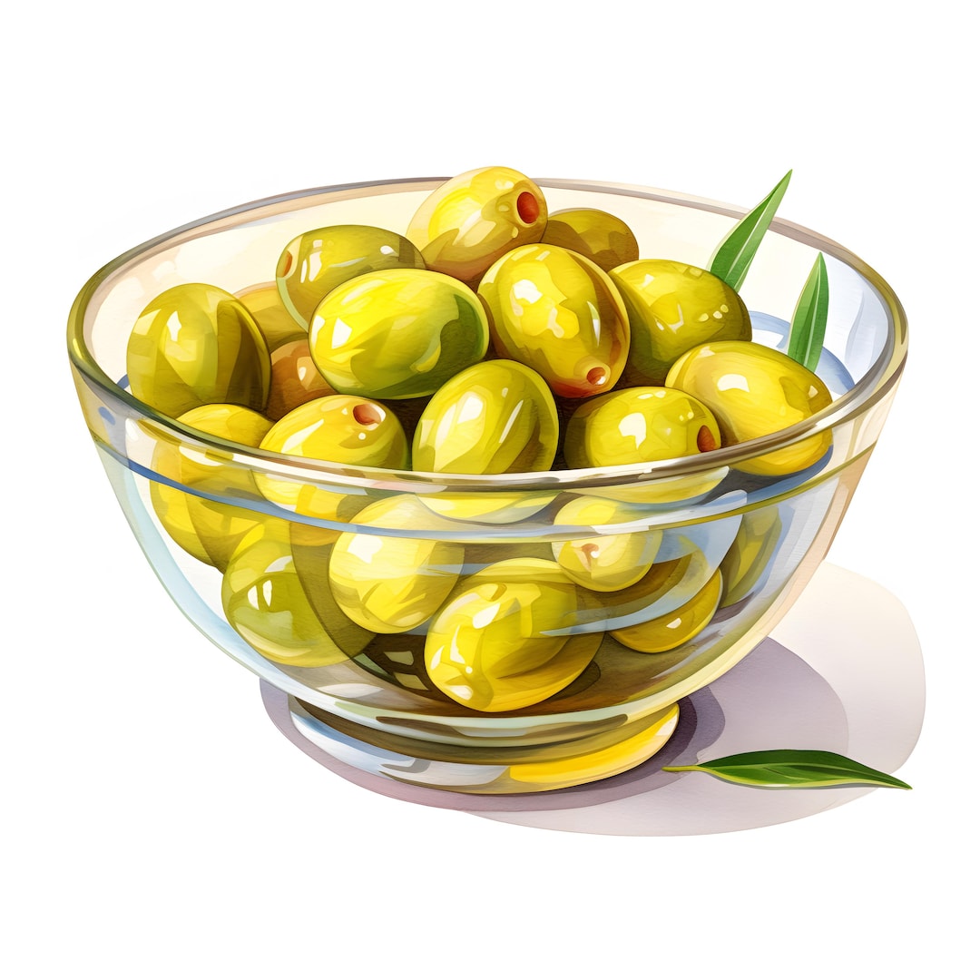 Green Olives Clipart, Bowl With Green Olives Images, 10 Watercolor Clip ...