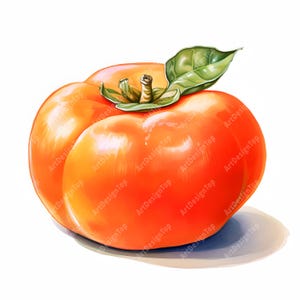 Persimmon Clipart, Persimmon Fruit Images, 10 Watercolor Clip Art ...