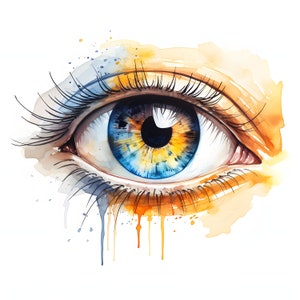 Watercolor Eye Clipart: Abstract Colorful Eye Images (JPG Digital ...