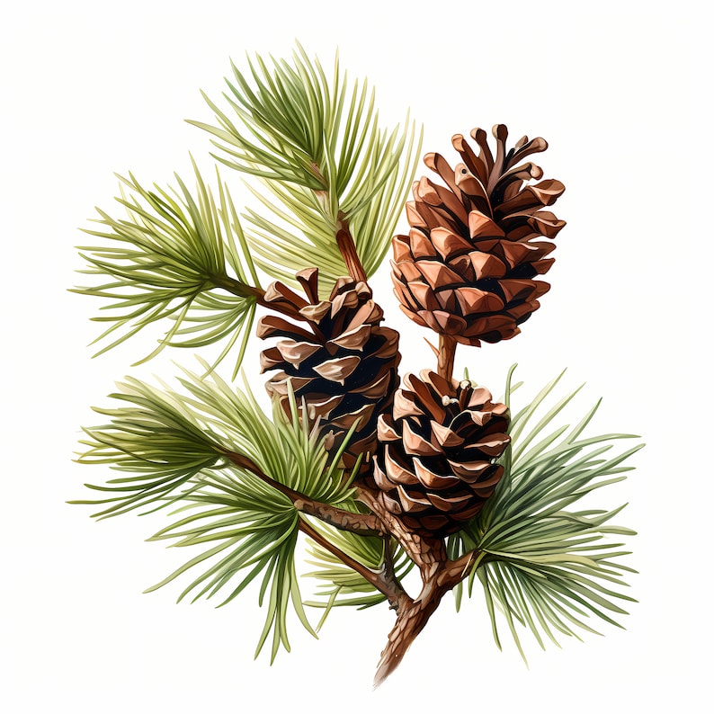 Pine Cones Clipart, Christmas Fir Tree Images, 10 Watercolor Clip Art ...