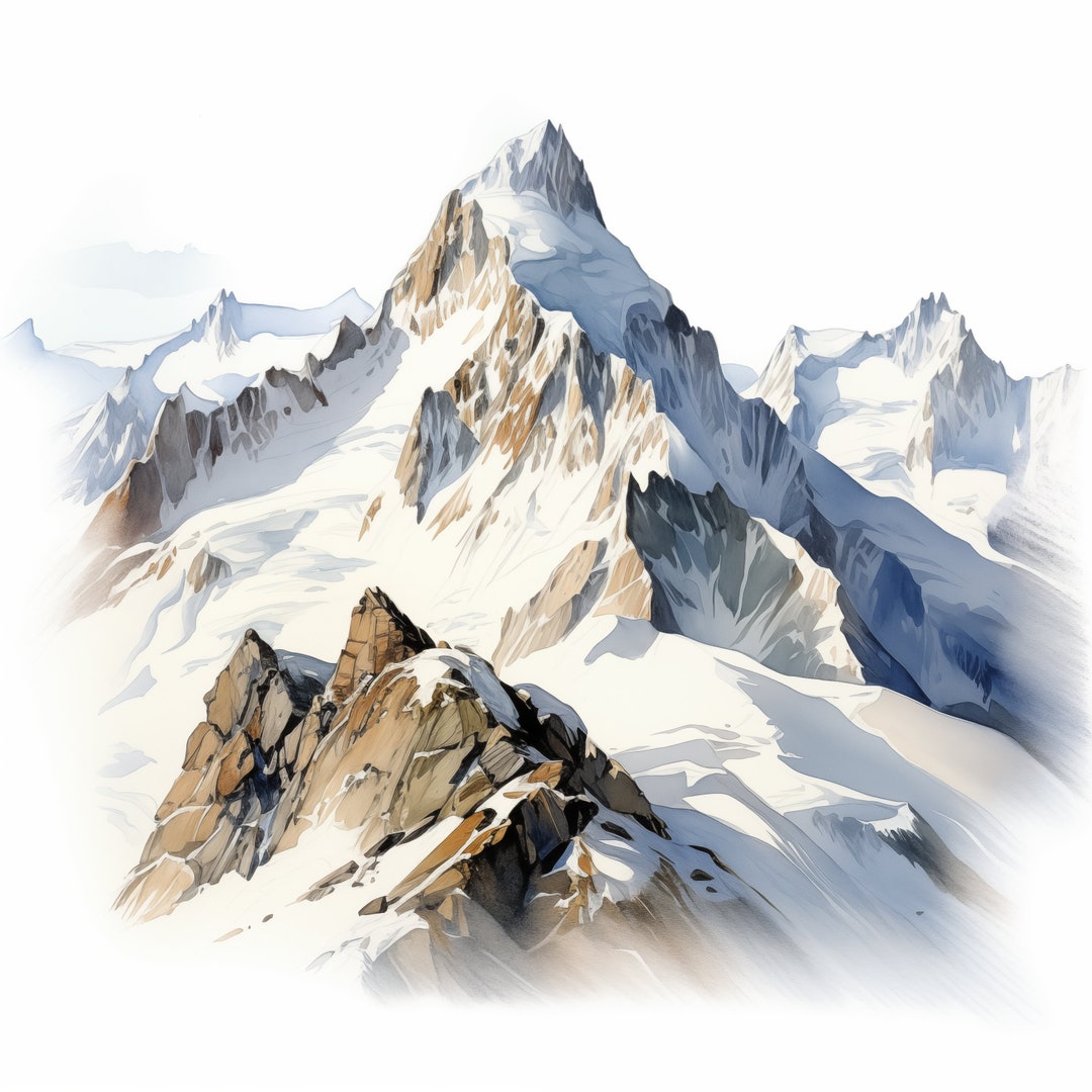 French Alps Clipart, French Alps Mountains Images, 10 Watercolor Clip ...