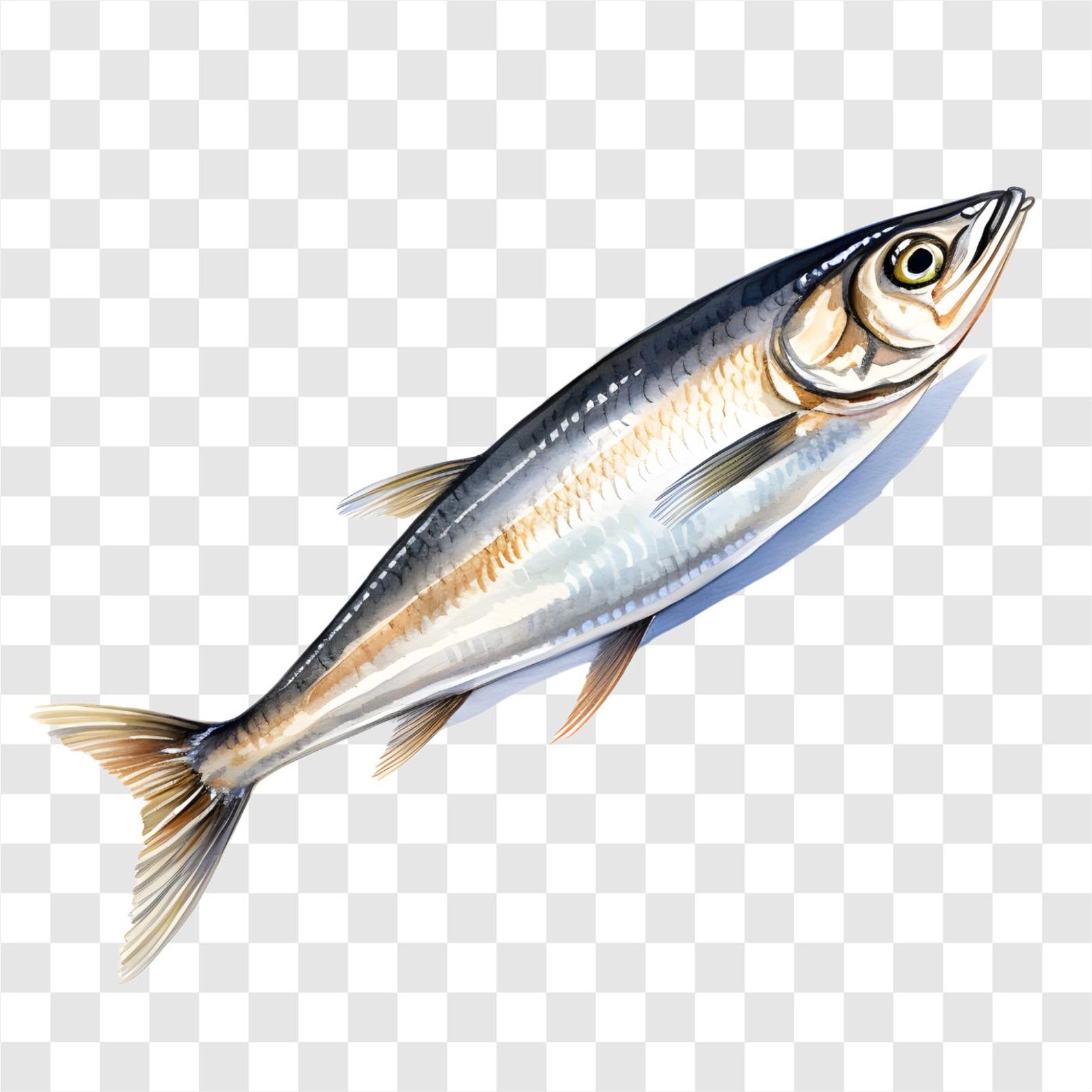 Watercolor Sardine Fish Clipart: 10 PNG Images (commercial Use) - Etsy UK
