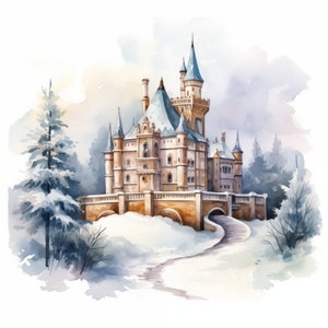 Winter Castle Clipart, Snow Palace Images, 10 Watercolor Clip Art ...