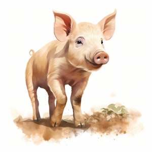 Farm Pig Clipart, Farmyard Pig Images, 10 Watercolor Clip Art ...