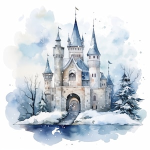 Winter Castle Clipart, Snow Palace Images, 10 Watercolor Clip Art ...