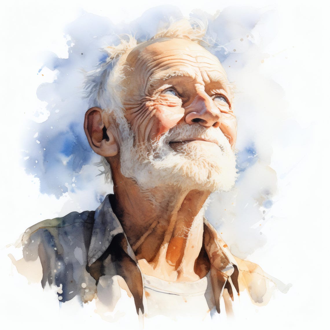 Old Man Portrait Clipart, Elder Face Images, 10 Watercolor Clip Art ...