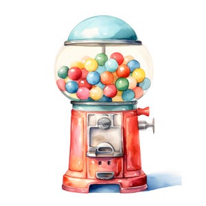 Watercolor Gumball Machine Clipart: 10 JPG Images (commercial Use) - Etsy