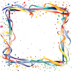 Watercolor Confetti Frame Clipart: Colorful Border Images (jpgs) - Etsy