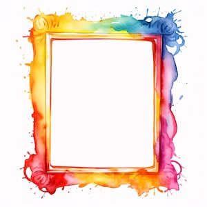 Watercolor Frame Clipart, Colorful Border Images, 10 Watercolor Clip ...