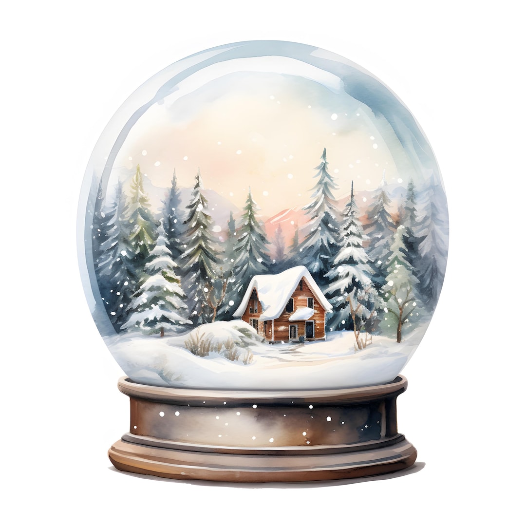 Snow Globe Clipart, Christmas Snowglobe Images, 10 Watercolor Clip Art ...