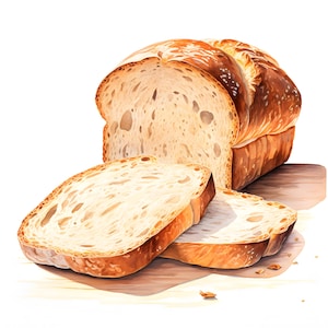 Sliced Bread Clipart, Freshly Baked Images, 10 Watercolor Clip Art ...