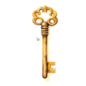 Vintage Gold Key Clipart, Old Fashioned Keys Images, 10 Watercolor Clip ...