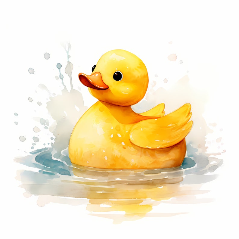 Rubber Duck Clipart, Yellow Bath Duckling Images, 10 Watercolor Clip ...