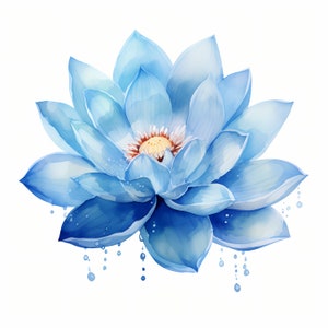 Lotus Clipart, Abstract Blue Flower Images, 10 Watercolor Clip Art ...