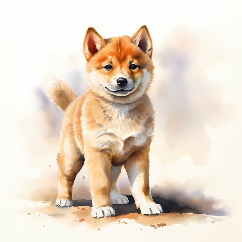 10 Shiba Inu, Puppy Dog, Shibe, Japanese Shiba Inu JPG, Watercolor ...