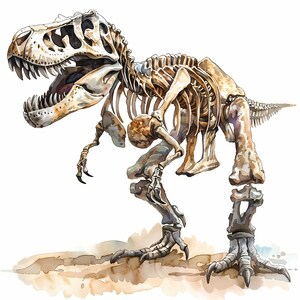 T-rex Skeleton Clipart, Dinosaur Bones Images, 10 Watercolor Clip Art ...