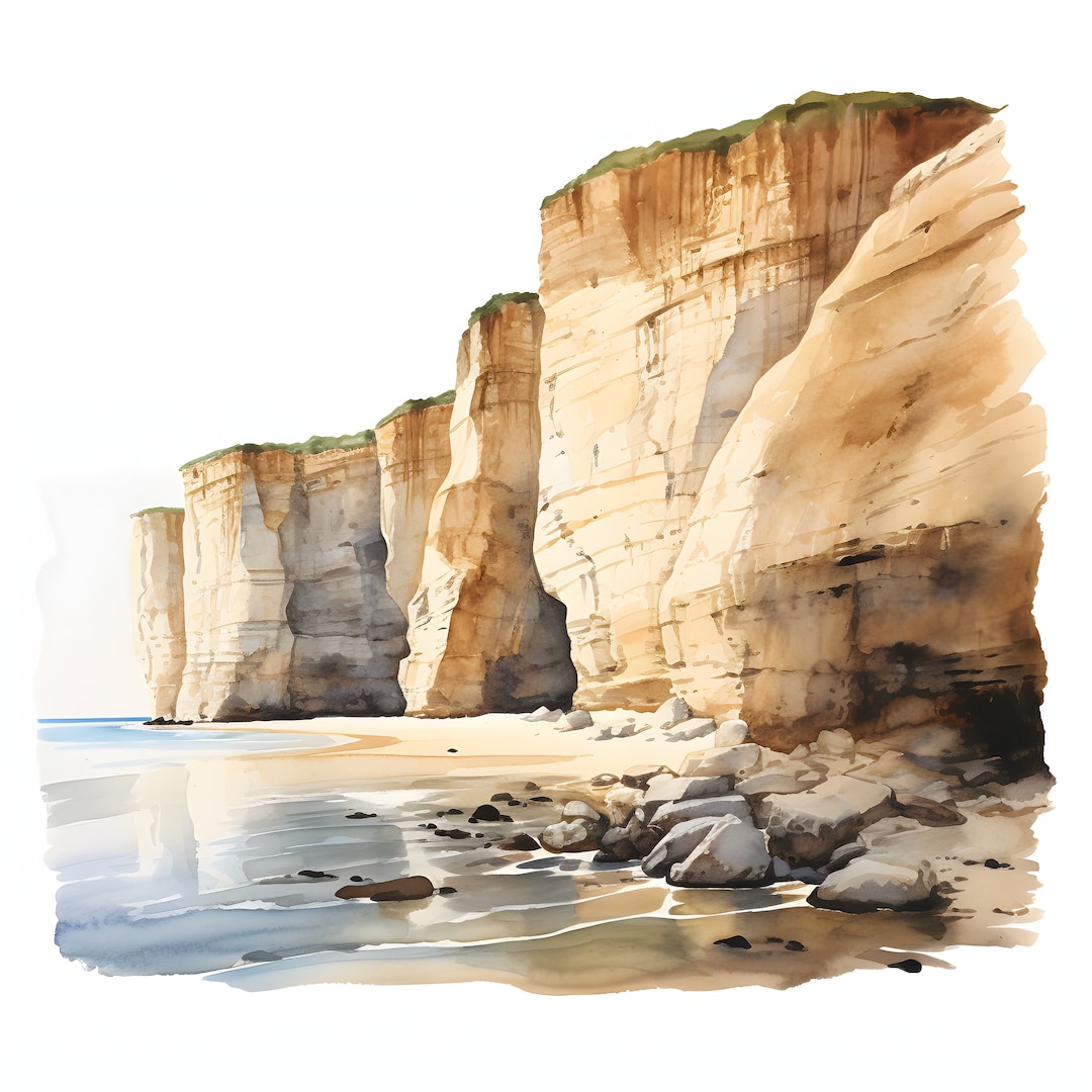Cliffs Clipart, Coast Cliffs Images, 10 Watercolor Clip Art, Printable ...
