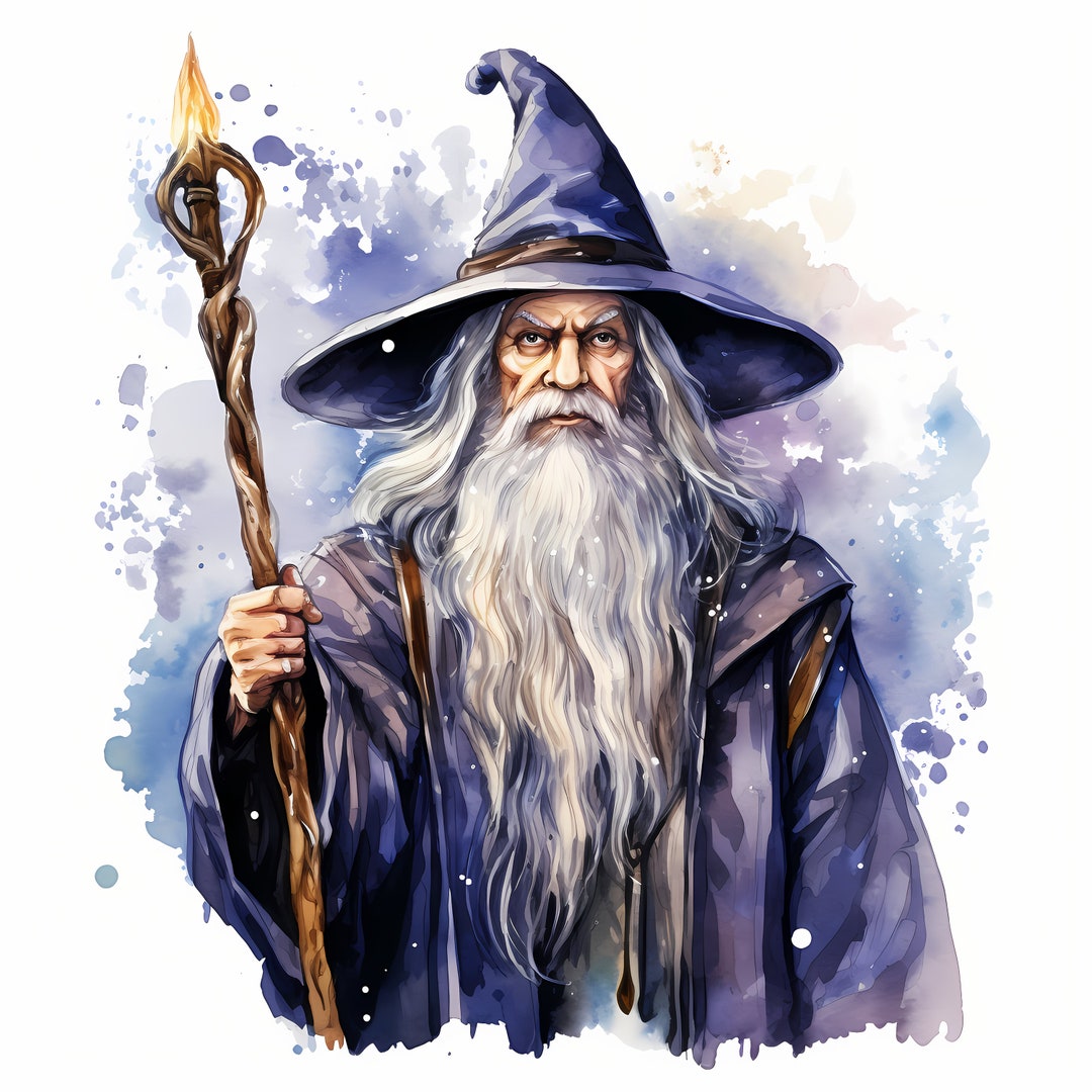 Wizard Clipart, Old Wizards Images, 10 Watercolor Clip Art, Printable ...
