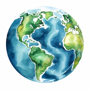 Watercolor Earth Clipart: Globe Images for Commercial Use (jpgs) - Etsy