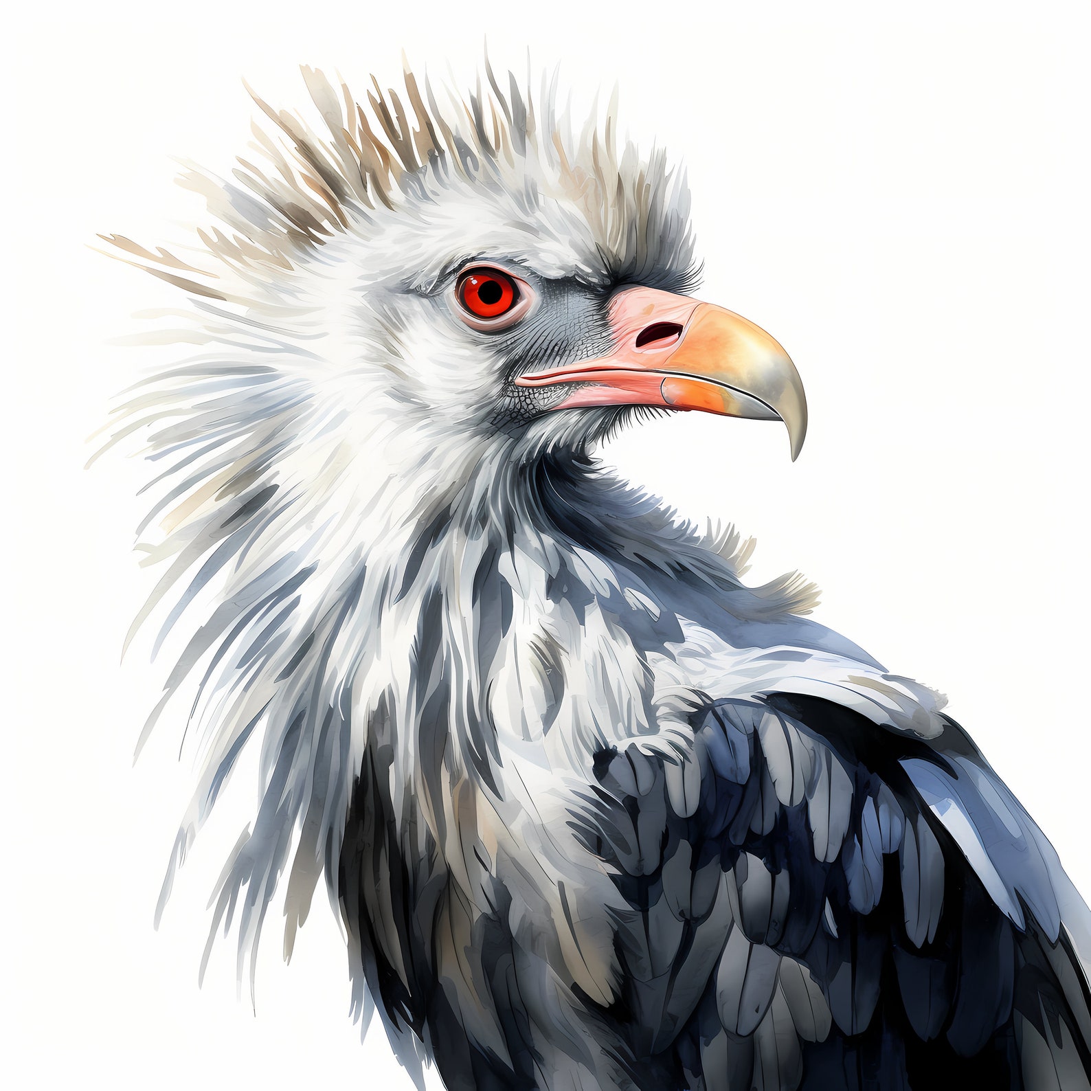 Secretary Bird Clipart, Secretary Bird Images, 10 Watercolor Clip Art ...