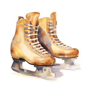 Watercolor Ice Skates Clipart: Figure Skating Images (jpgs, Commercial ...