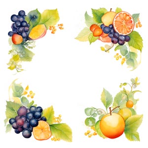 Fruits Frame Clipart, Summer Fruits Borders Images, 10 Watercolor Clip ...