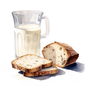 Milk and Breads Clipart, Dairy Images, 10 Watercolor Clip Art ...