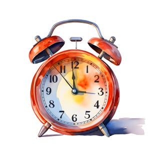 Alarm Clock Clipart, Old Fashioned Alarm Images, 10 Watercolor Clip Art ...