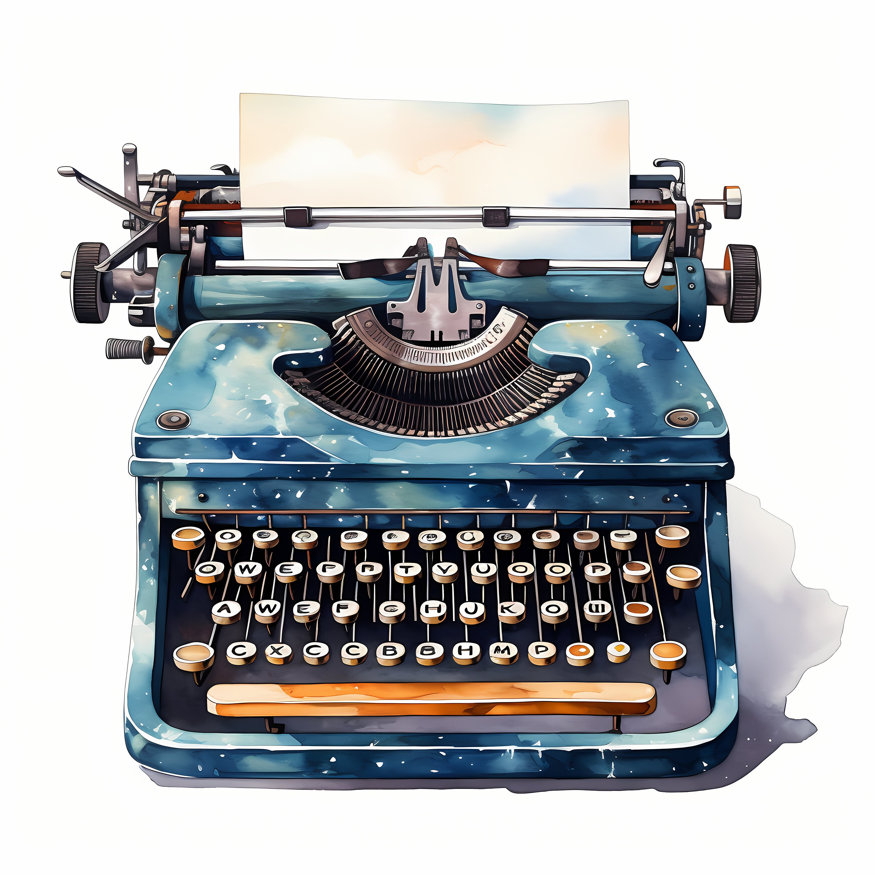 Typewriter Clipart, Vintage Typewriters Images, 10 Watercolor Clip Art ...