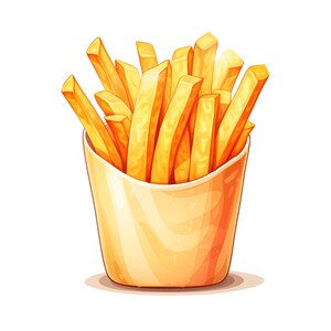 French Fries Clipart: 10 Watercolor Fast Food Images (printable Jpgs ...